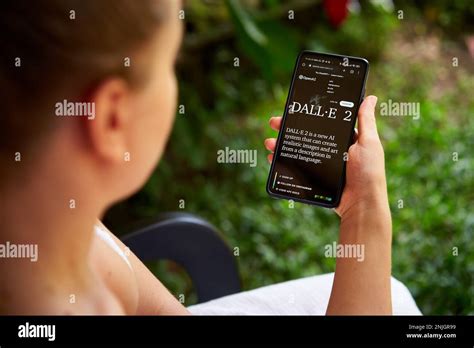 February 5 2023 Mirissa Sri Lanka Using Openai Dall E On Phone Woman Testing Artificial