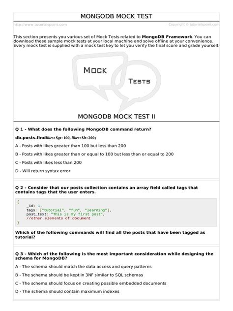 Mongodb Mock Test Pdf Mongo Db Array Data Type
