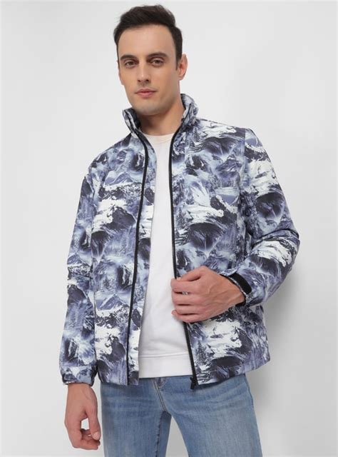 Patterned Puffer Jacket For Men Cozy