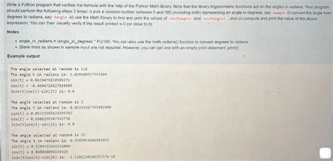 Solved Write A Python Program That Verifies The Formula With The Help Solutioninn