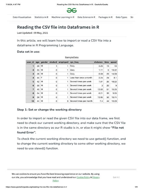 Reading The Csv File Into Dataframes In R Pdf