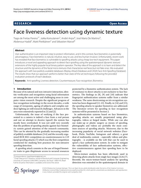 Pdf Face Liveness Detection Using Dynamic Texture