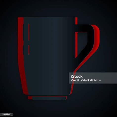 종이 컷 커피 컵 아이콘 검은 배경에 격리 차 컵 뜨거운 음료 커피 종이 아트 스타일 벡터 3차원 형태에 대한 스톡 벡터 아트 및 기타 이미지 Istock