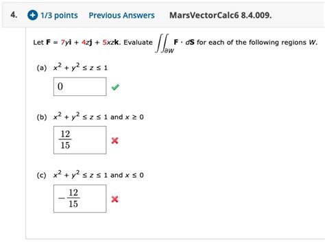 solved 4 1 3 points previous answers marsvectorcalc6