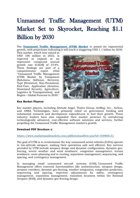 Ppt Unmanned Traffic Management Utm Market Set To Skyrocket Reaching 11 Billion By 2030