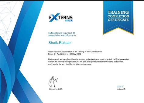 Ruksar Shaik On Linkedin Webdevelopment Externsclub Certification