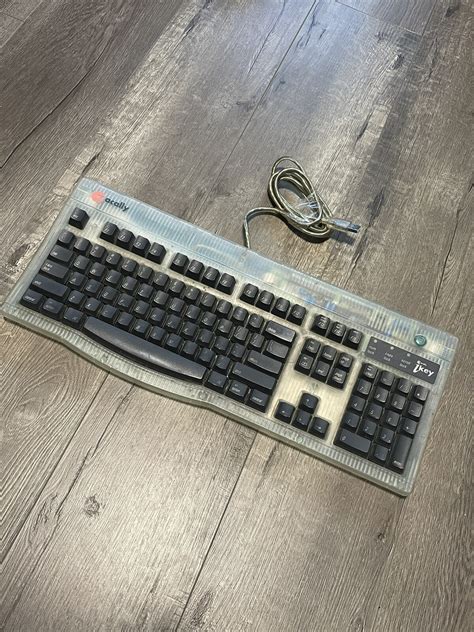 Used Macally Ikey Wired Usb Keyboard 2 Usb Ports Vintage Ice Blue Clear Macintosh Ubb Threads