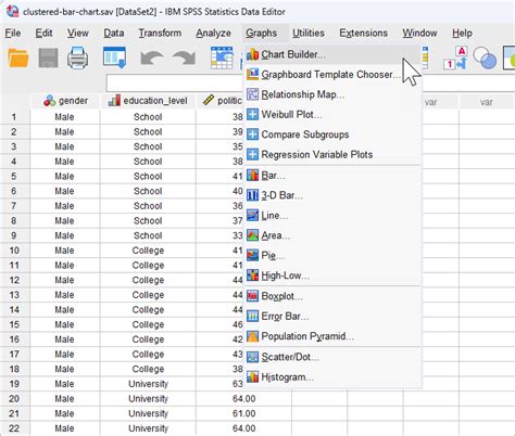 A Clustered Bar Chart In Spss Statistics Selecting The Correct Chart And Inputting Your