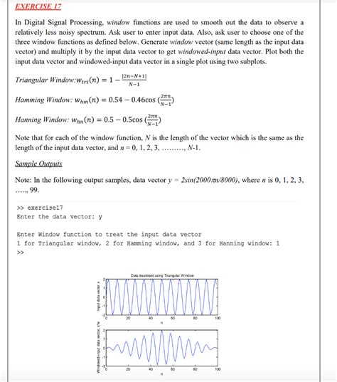 Solved In Digital Signal Processing Window Functions Are Chegg Com