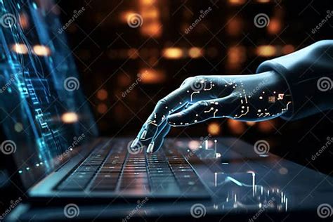 coding monitor touched by robotic hands demonstrating advanced