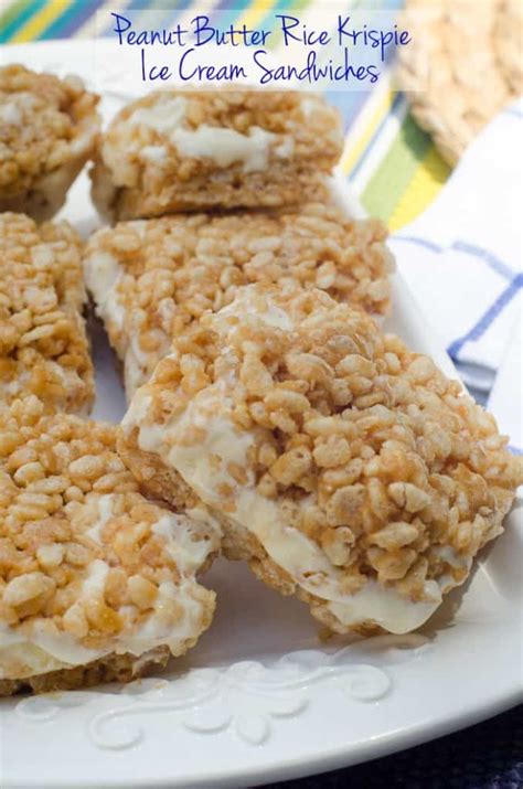 Peanut Butter Rice Krispie Ice Cream Sandwiches Valeries Kitchen