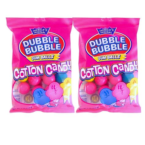 Dubble Bubble Cotton Candy Gumballs 4 Oz Bag 3 Assorted Flavors