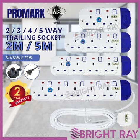 [sirim] 2 5mtr White Series Portable Extension Trailing Socket Extension Plug Adapters 1 25mm