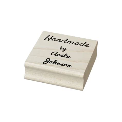 Handmade By Custom Name Rubber Stamp Cardmaking Rubber Stamp Zazzle
