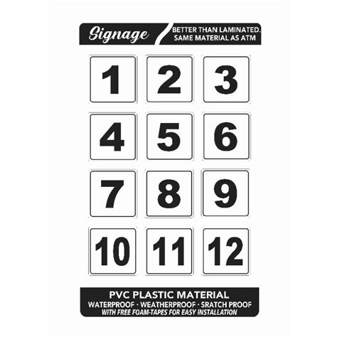 Signage Numbers 1 2 3 4 5 6 7 8 9 10 Pvc Plastic Material Signage Shopee Philippines