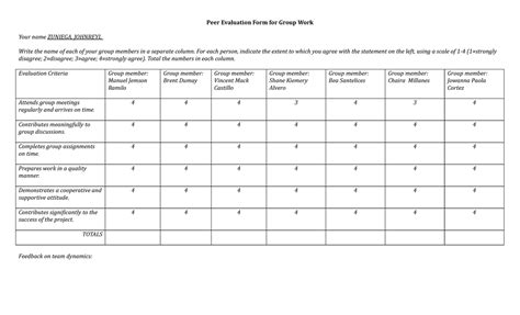 Macro 0105 Peerevaluation Group 2 Name Peer Evaluation Form For Group