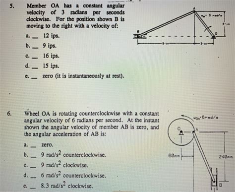 Solved Member Oa Has A Constant Angular Velocity Of 3