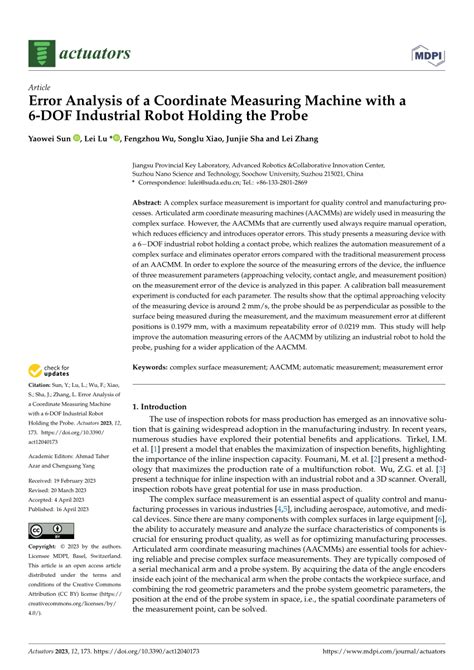 pdf error analysis of a coordinate measuring machine with a 6 dof