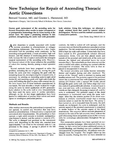 Pdf New Technique For Repair Of Ascending Thoracic Aortic Dissections