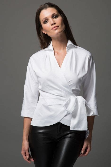 Abigail White Wrap Cotton Blouse White Shirts Women Fashion White Shirt Blouse