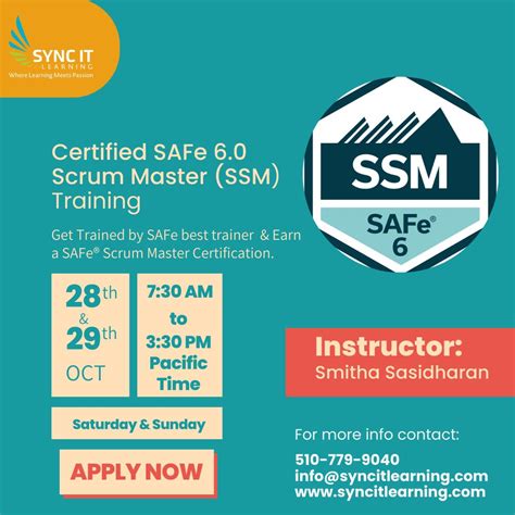 Learn About Safe 6 0 Scrum Master Sync It Learning Posted On The Topic Linkedin