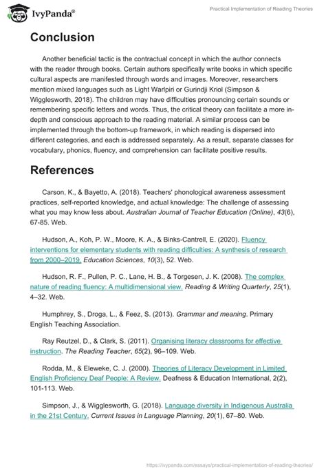 Practical Implementation Of Reading Theories 1589 Words Coursework