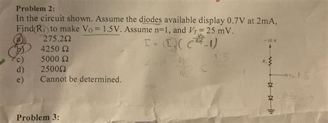 Solved Problem In The Circuit Shown Assume The Diodes Chegg Com