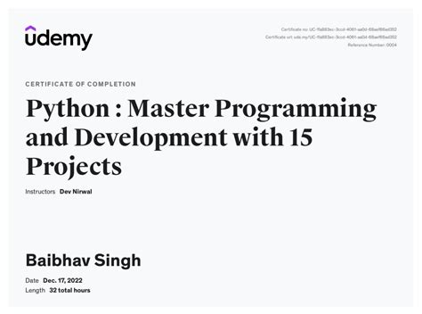 Baibhav Singh On Linkedin Udemy Course Completion Certificate