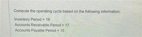 Solved Compute The Operating Cycle Based On The Following Chegg