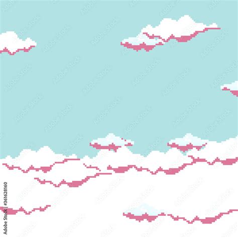 Pixel Art Game Background Sky And Clouds Pixel Art Game Design 8 Bit Stock 벡터 Adobe Stock