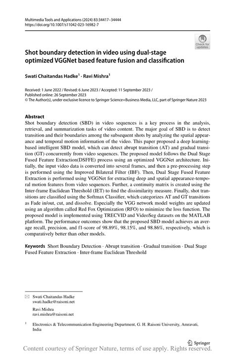 Shot Boundary Detection In Video Using Dual Stage Optimized Vggnet