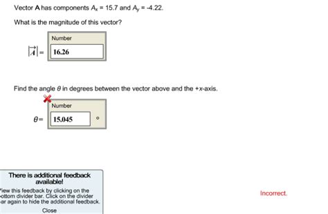 solved vector a has components ax 15 7 and ay 4 22