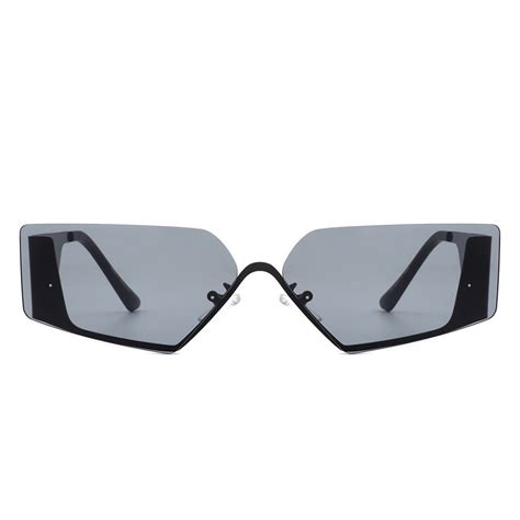 Gray Narrow Frame Polygon Sunglasses Dark Lens Uv Protection