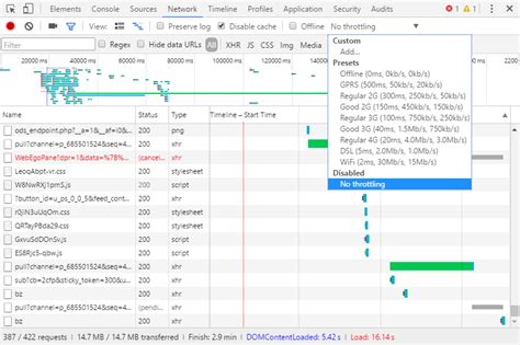 Chrome Developer Tools Throttling Connection