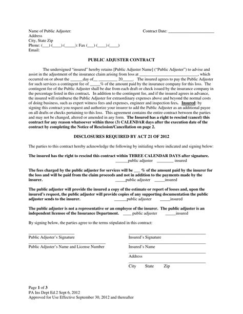 Pennsylvania Public Adjuster Contract Fill Out Sign Online And