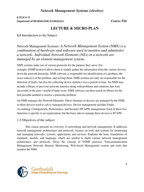 Nms Course Modified Pdf Computer Network Internet Protocol Suite