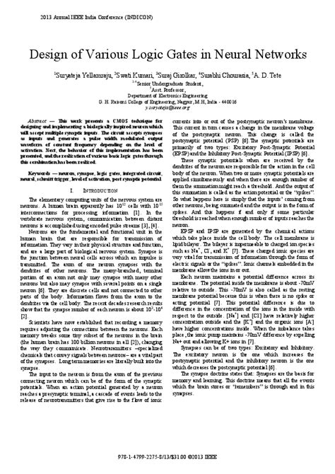 pdf design of various logic gates in neural networks
