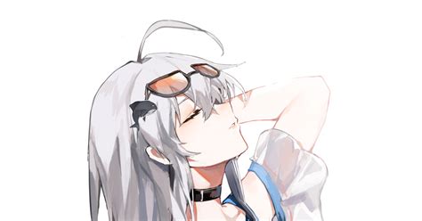 Arknights Clothed Breasts Cleavage 斯卡蒂 Pixiv