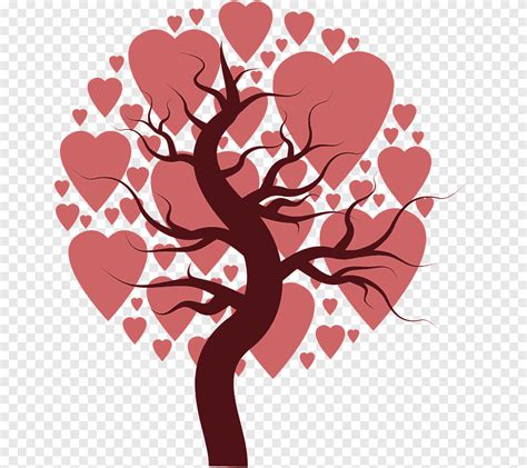 Drawing Heart Cartoon Tree Pink Tree Love Hand Png PNGEgg