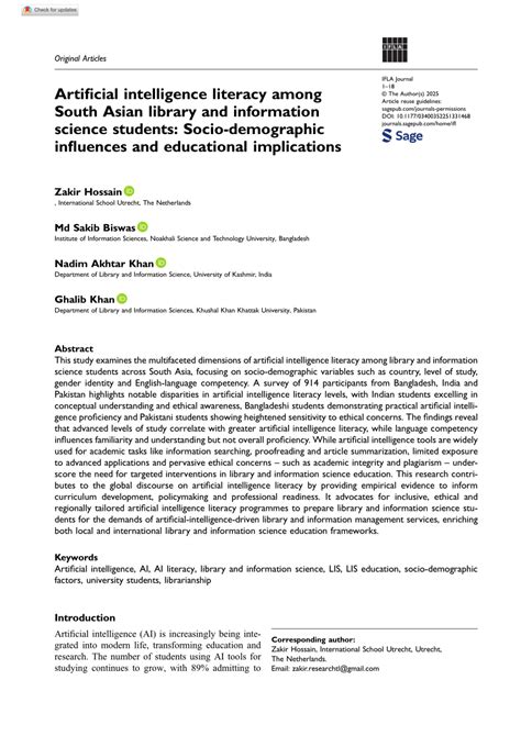 Pdf Artificial Intelligence Literacy Among South Asian Library And Information Science
