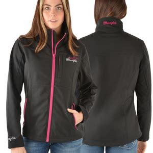 Wrangler Womens Softshell Jacket Black Pink Stylish Outback Clothing