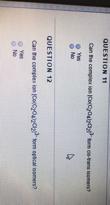 Solved Can The Complex Ion [co C 2o 4 2cl 2] 3 From