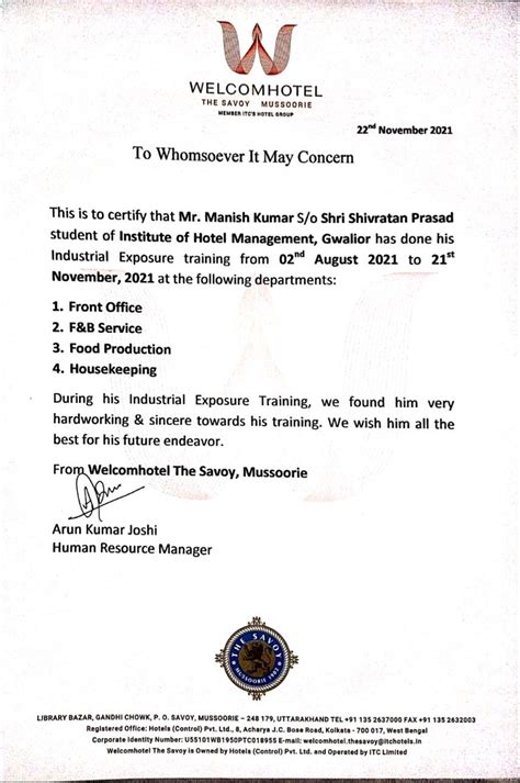 I Have Done My Iet From Itc Hotel Mussoorie Manish Kumar