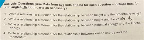 solved analysis questions use data from two sets of data