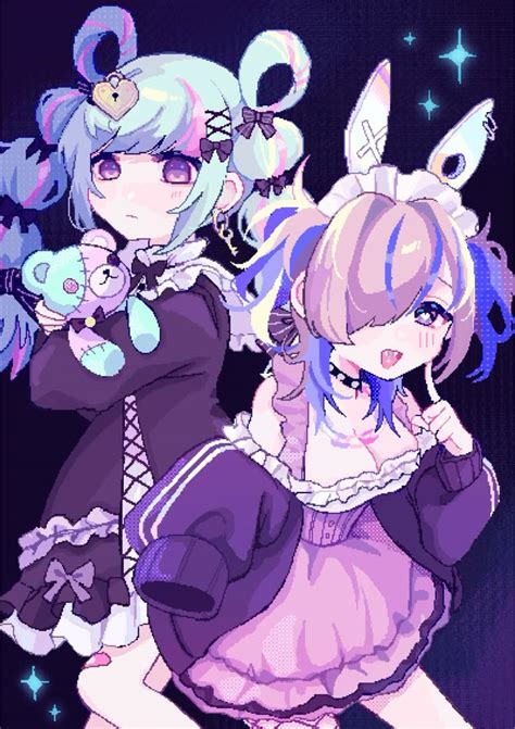 Kurumi Komori And Amu Aigami Cartoon Art Styles Art Reference Character Art