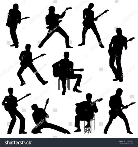 기타 플레이어 실루엣 세트입니다벡터 이미지 스톡 벡터로열티 프리 251605882 Shutterstock