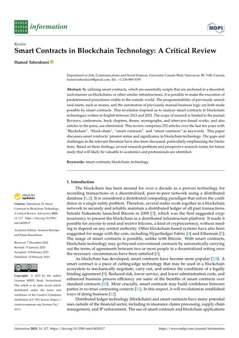 pdf smart contracts in blockchain technology a critical review