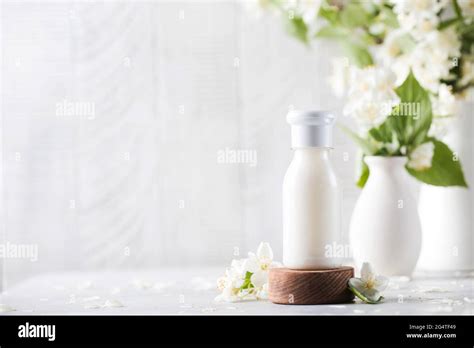 Cosmetic Detergent With Jasmine Extract Mockup Of Cream Shampoo Soap