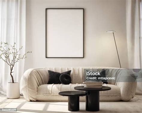 거실 벽에 있는 모형 포스터 프레임 현대적인 디자인의 고급스러운 아파트 배경 현대적인 인테리어 디자인 3d 렌더링 3d 그림 0명에 대한 스톡 사진 및 기타 이미지 Istock