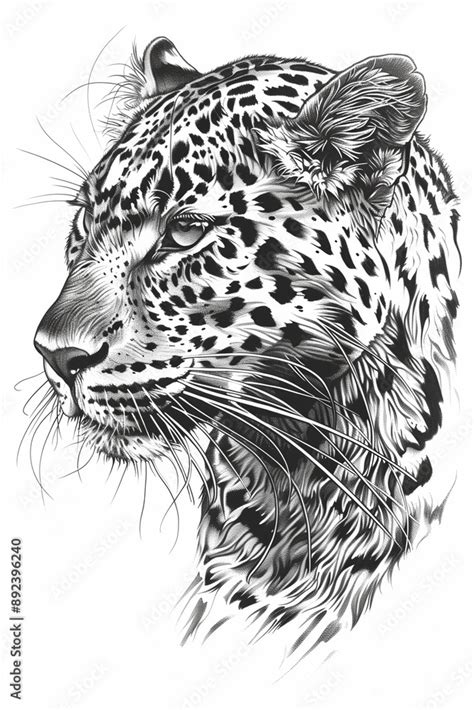 Tattoo Sketch Of A Leopard In A Realistic Style Depict The Leopard In A Crouching Position